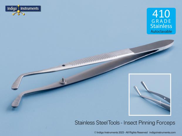 Insect pinning forcep, satin finish, guide pin, 135mm (4.5")