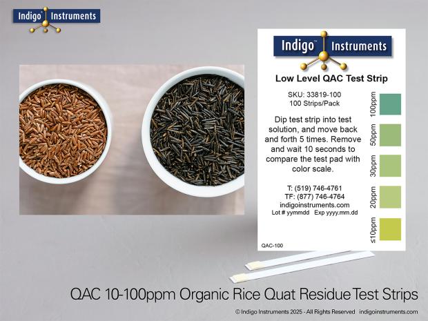 Quat Test Strips, 100ppm, Quick Response, 100/vial, Indigo