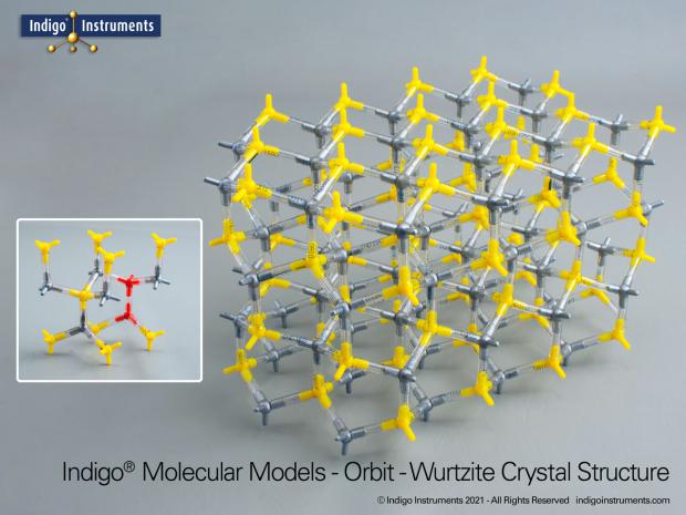 Wurtzite ZNO Hexagonal Structure Crystal Lattice Model, from Indigo