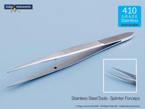 Splinter forceps, straight, 115mm (4.5") stainless steel, equivalent to ...