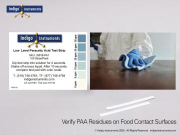 Peracetic Acid Test Strips, 0-50ppm, 100/vial, Indigo