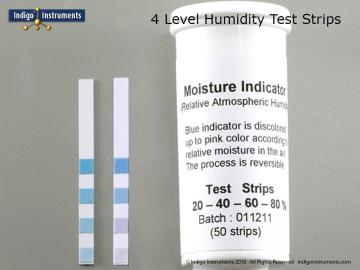 Humidity detection strips, 20-40-60-80%; ~50/vial, Indigo