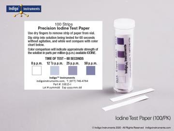 Indigo Iodine Test Strips for Commerical Dishwashers, 0-50ppm