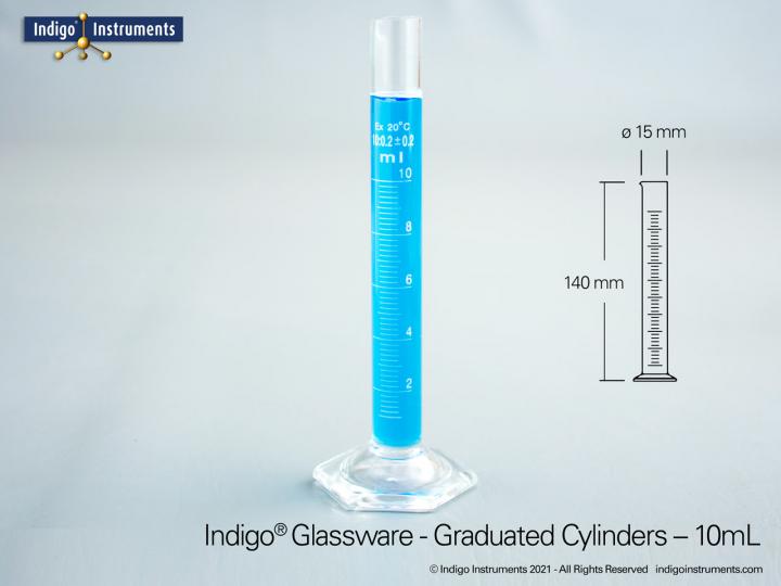 Graduated cylinder, 10ml borosilicate single scale, Hex