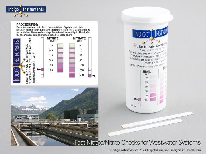 Nitrite 25ppm, Nitrate 500ppm, Test Strips ~50/vial, Indigo
