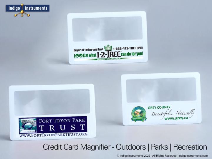 Card magnifier, white, 3.5X, 80x55mm-3.4x2.1"