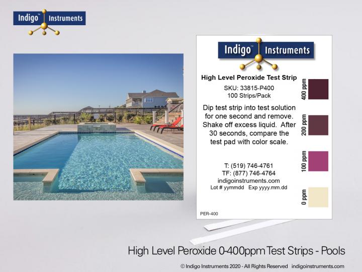 Indigo Hydrogen Peroxide Test Strips, 400ppm, for Greenhouses