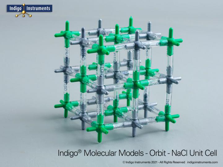 Sodium Chloride (NaCl) Model, 125 atoms, 300 bonds, Indigo