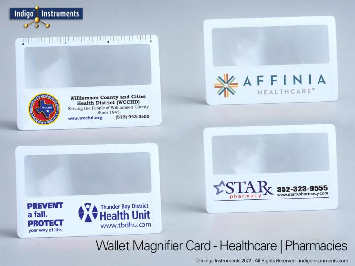 Card magnifier, white, 3.5X, 80x55mm-3.4x2.1"