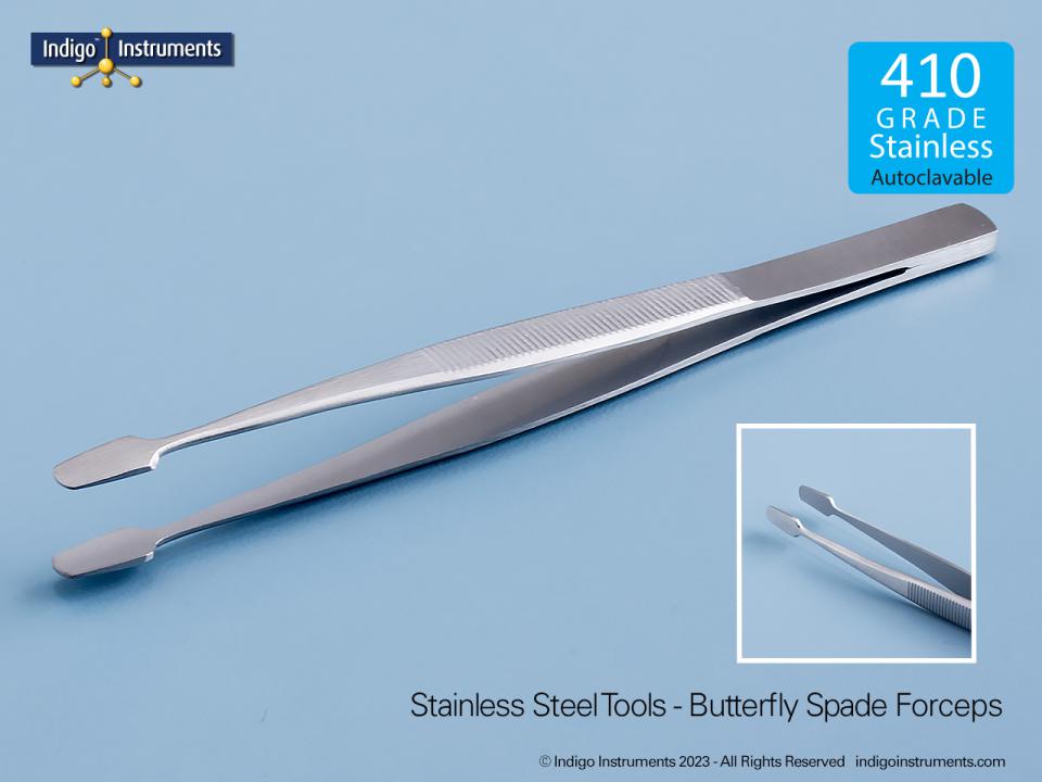 Butterfly, spade type forcep, satin finish, 135mm (4.5")