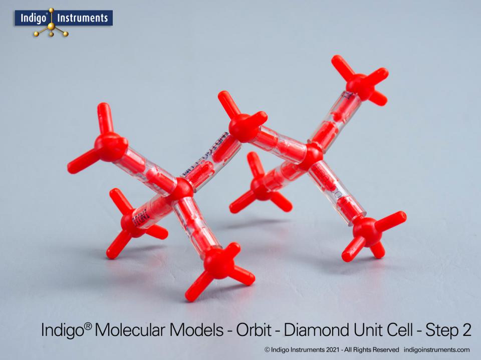 Diamond Crystal Structure Unit Cell Model Assembly Step 2, Orbit Style