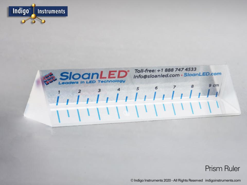 Branded Prism Ruler Logo & Ruler Markings on Equilateral 4"/100 Glass Prism