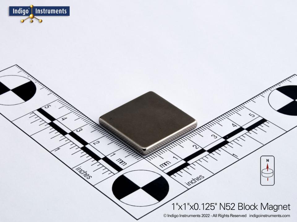 Block magnet, 1x1x1/8", Nd rare earth, N52