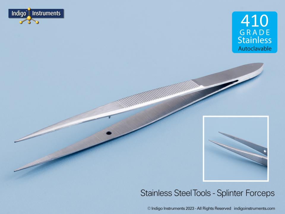 Splinter forceps, straight, 115mm (4.5") stainless steel, equivalent to ...